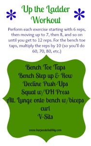 Up the Ladder Workout – Burpees to Bubbly