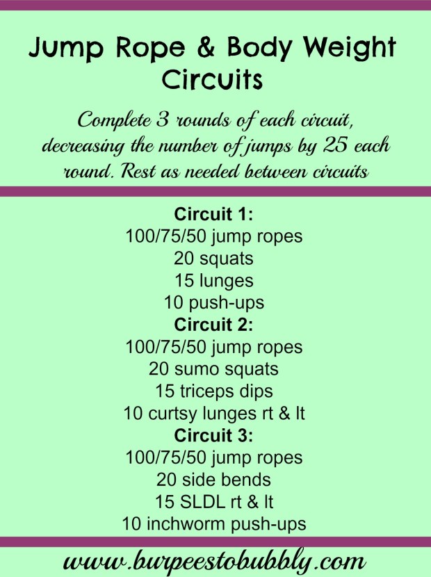 Wednesday Workout: Jump Rope & Body Weight Circuits – Burpees to Bubbly