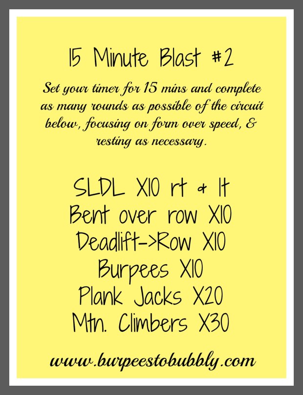 Wednesday Workout: 15 Minute Blast # 2 {Lower, Upper & Cardio ...