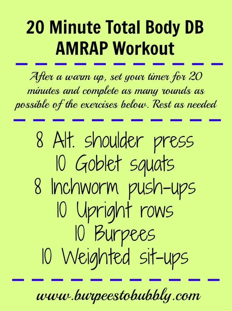 Wednesday Workout: 20 Minute Full Body DB AMRAP Workout – Burpees to Bubbly