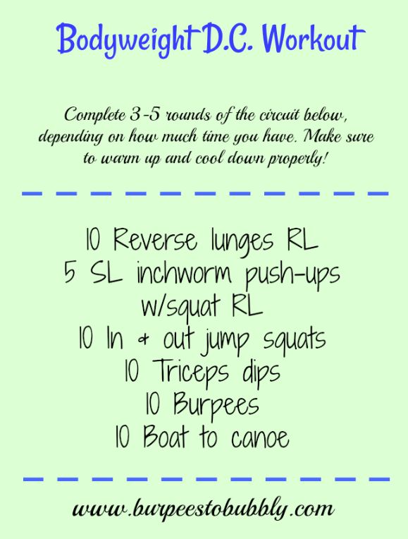 Wednesday Workout: Bodyweight D.C. Workout {~20 mins} – Burpees to Bubbly